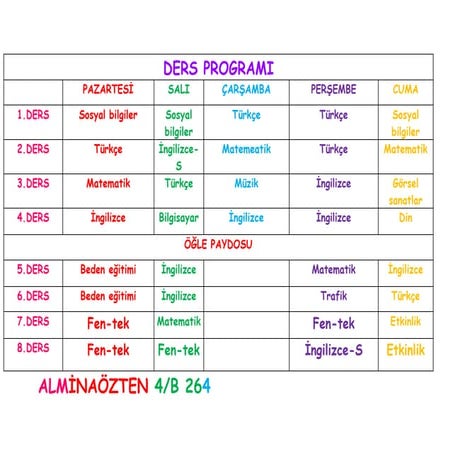 Ders programi | DOCX