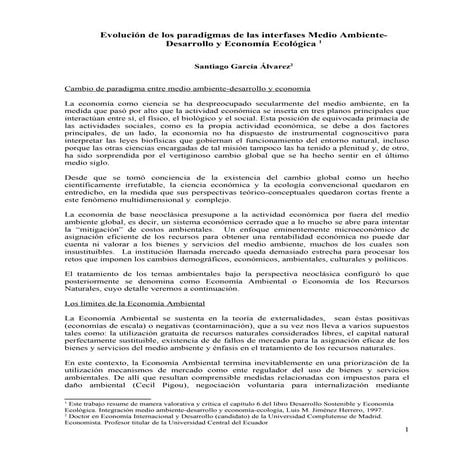Desarrollo sostenible y economia ecologica | DOC