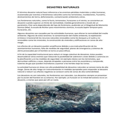 PREVENCIÓN DE EMERGENCIAS, DESASTRES NATURALES Y EL DESARROLLO ...