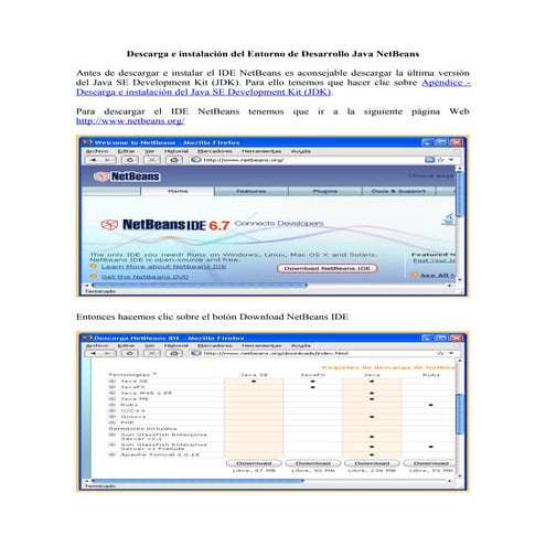 Descarga e instalación del entorno de desarrollo java net beans | PDF