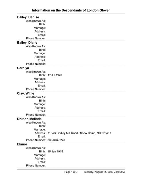 Descendants Of Weldon Glover | PDF