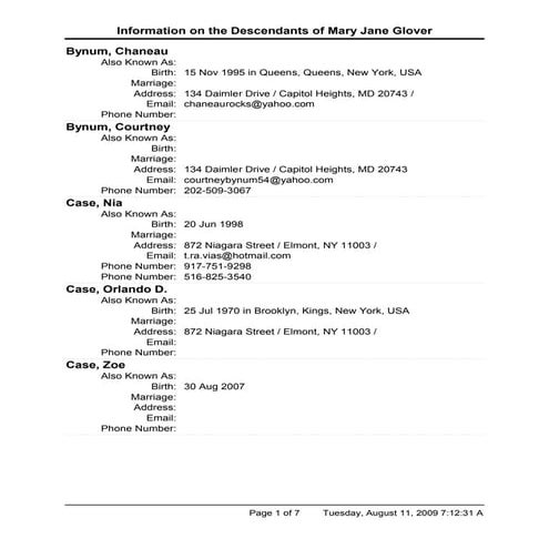 Descendants Of Ida Ruth Glover | PDF