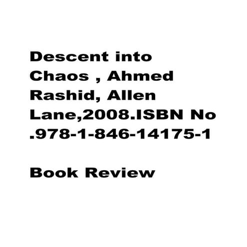 DESCENT INTO CHAOS by Ahmad Rashid Reviewed | PDF