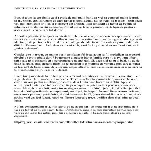 Deschide usa casei tale prosperitatii | PDF