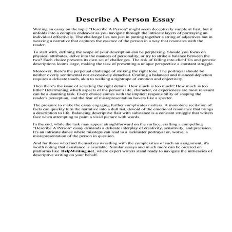 Describe A Person Essay | PDF