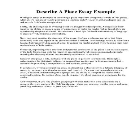 Describe A Place Essay Example | PDF