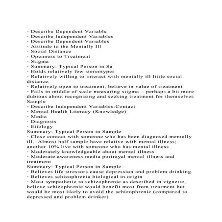 · Describe Dependent Variable· Describe Independent Variables·.docx ...