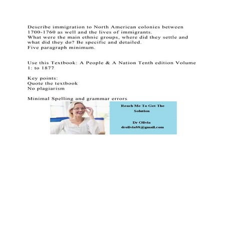 Describe immigration to North American colonies between 1700-1760 as.docx