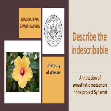 Describe Indescribable – Annotation of Synesthetic Metaphors in the ...
