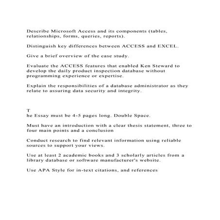 Describe Microsoft Access And Its Components Tables Relationshipdocx