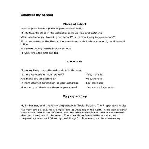 Describe my school | PDF