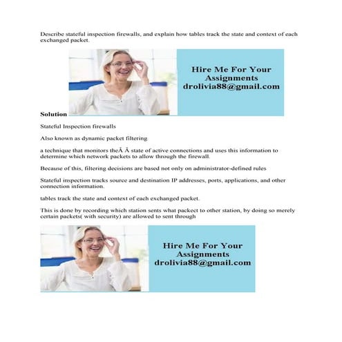 Describe Stateful Inspection Firewalls And Explain How Tables Track T Docx