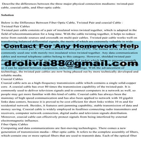 Describe the differences between the three major physical connection .pdf