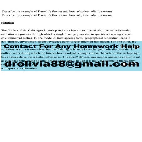 Describe the example of Darwin’s finches and how adaptive radiati.pdf