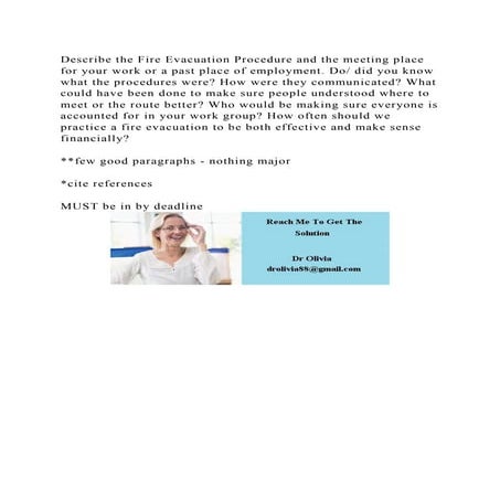 Describe the Fire Evacuation Procedure and the meeting place for you.docx