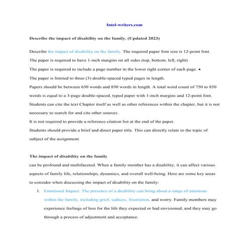 Describe the impact of disability on the family. (Updated 2023).docx