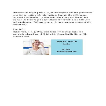 Describe the major parts of a job description and the procedures use.docx