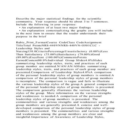 Describe the major statistical findings for the scientific communi | DOCX