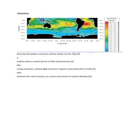 Describe the pattern of ocean salinity shown on the map.pdf