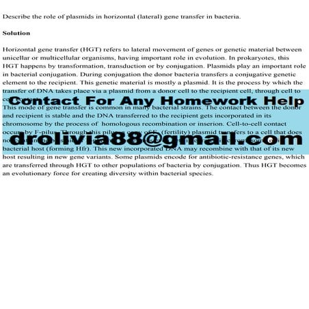 Horizontal gene transfer in bacteria | PDF