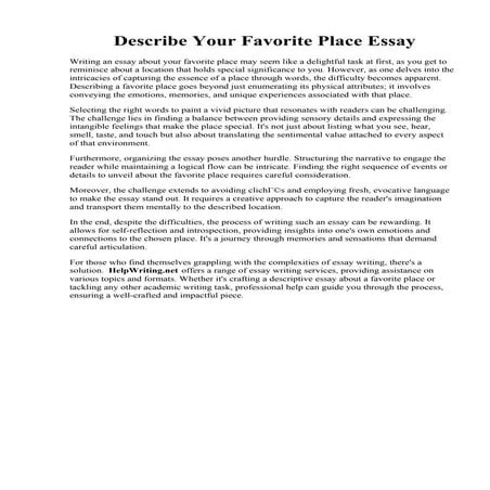 Describe Your Favorite Place Essay. Essay writing on my favorite place ...
