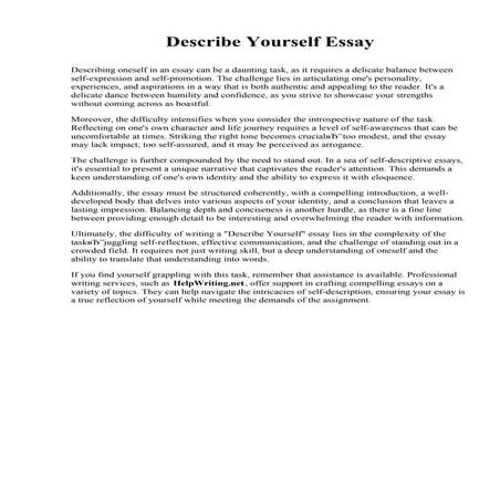 Describe Yourself Essay | PDF