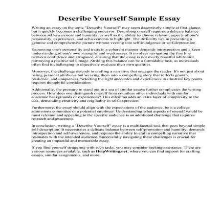 Describe Yourself Sample Essay | PDF