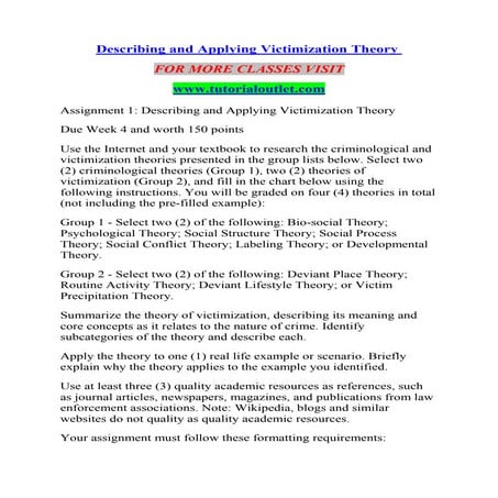 DESCRIBING AND APPLYING VICTIMIZATION THEORY / TUTORIALOUTLET DOT COM | PDF
