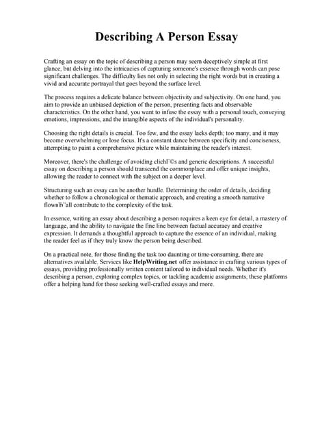 Sample Essay Describe A Person | PDF