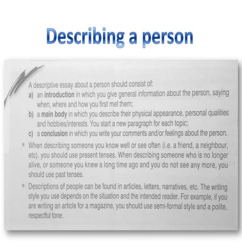 Writing - Describing people | PPTX