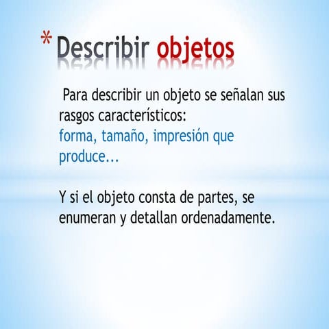 Describir objetos | PPTX