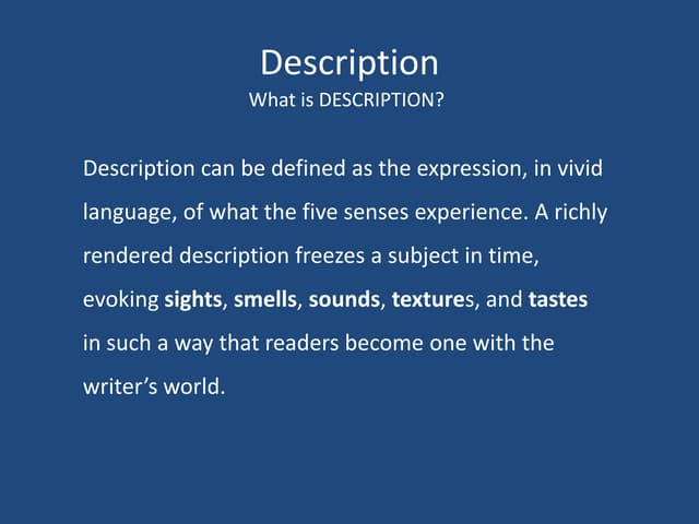 What does description mean store