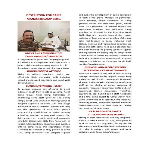 Description for camp manager/camp boss. | PDF