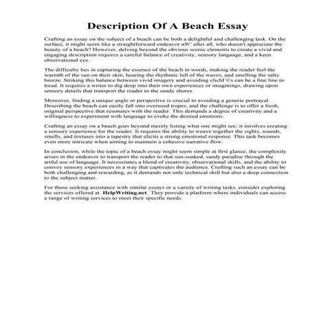 Description Of A Beach Essay | PDF
