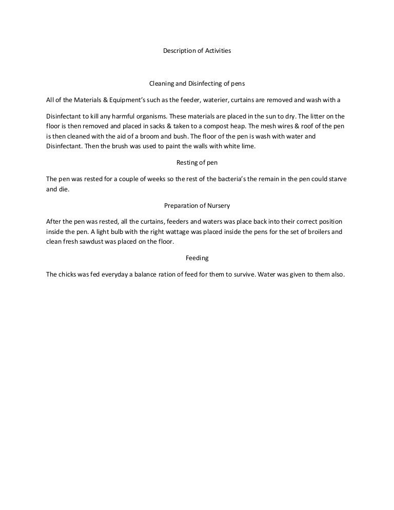 Description of activities