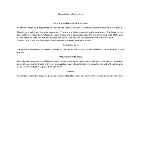 Description of activities | DOCX