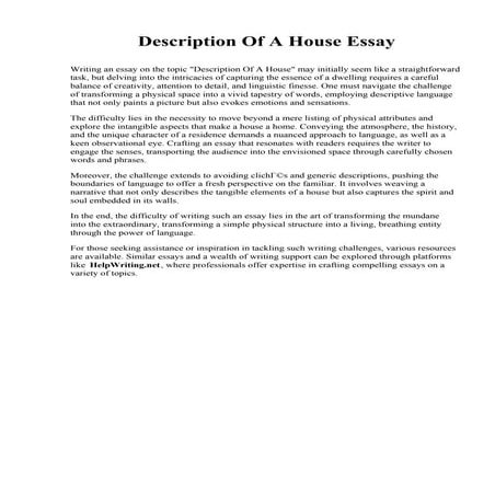Description Of A House Essay. Joliet Junior College | PDF