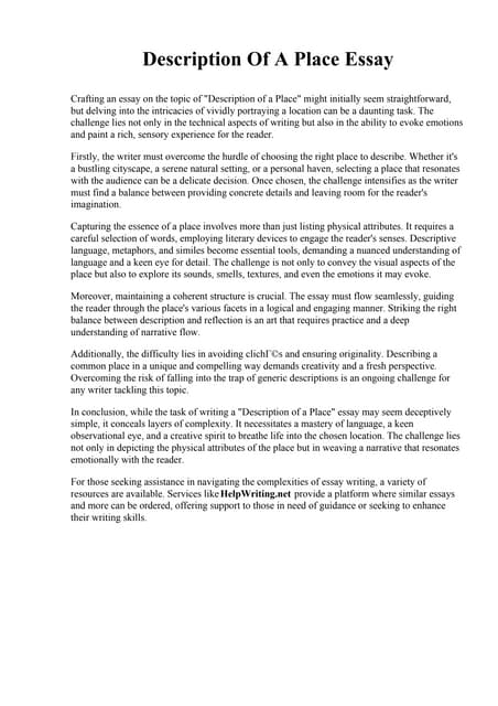 A Descriptive Essay About A Place | PDF