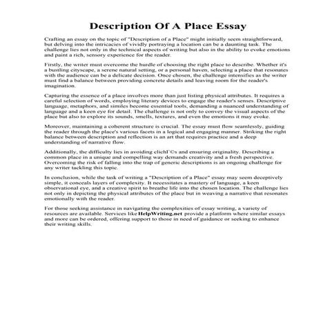 Description Of A Place Essay | PDF | Parenting | Family and Relationships