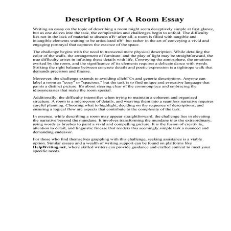 Description Of A Room Essay | PDF