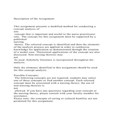 Description of the AssignmentThis assignment presents a mo.docx