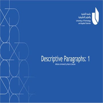 Writing a descriptive paragraph describing people | PPTX