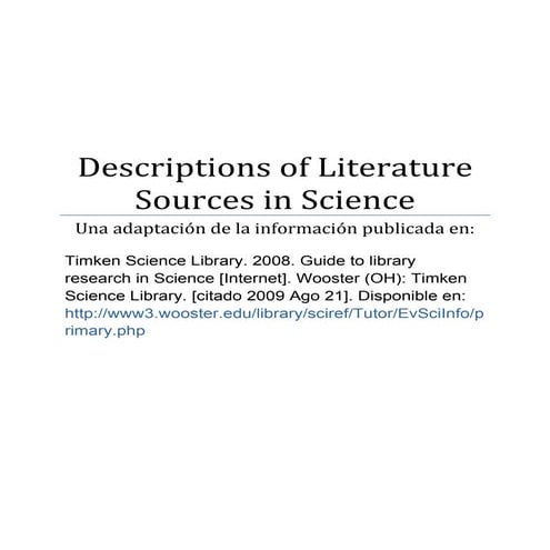 Descriptions of literature sources in science | PDF