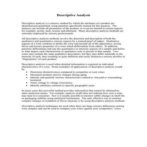 Descriptive analysis | PDF | Chemistry | Science