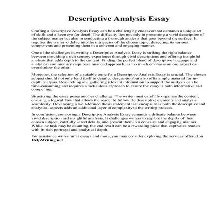 Descriptive Analysis Essay. Salem College | PDF