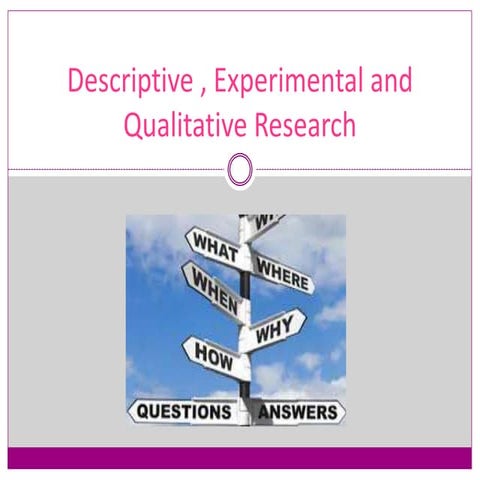 Descriptive, Experimental and Qualitative Research | PPT