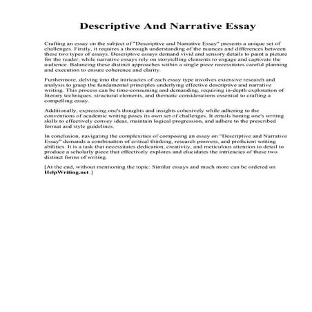 Descriptive And Narrative Essay | PDF