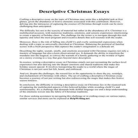 Descriptive Christmas Essays. Angeles College | PDF