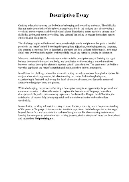 A Descriptive Essay About A Place | PDF