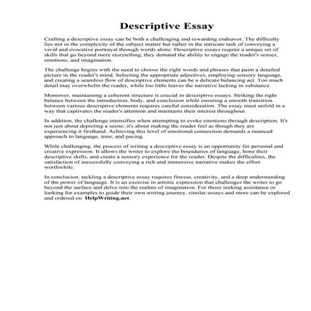 Descriptive Essay | PDF | Screenwriting | Content Production